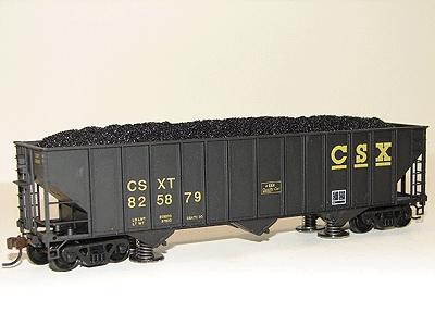 JAM Track Cleaning Car - Bowser 100-Ton 3-Bay Hopper w/Coal Load CSX - HO-Scale #1318