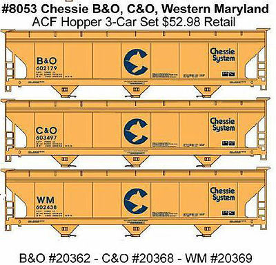 Accurail 47' 3-Bay Center-Flow Covered Hopper (3) Chessie System