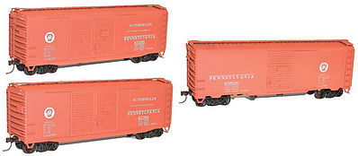 Accurail AAR 40' Sliding-Door Boxcar 3-Pack Kit Pennsylvania RR HO Scale Model Train Freight Car ...