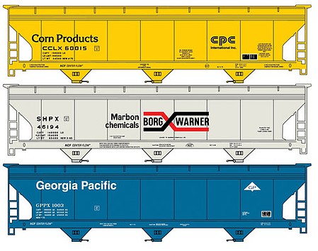 Accurail 3-Bay ACF Covered Hoppers Private Owner 3 pack HO Scale Model ...