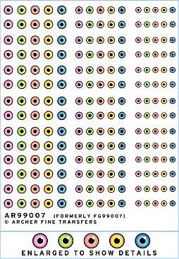 Archer Monster Eyeball Decals Round Style Large Plastic Model Decal #99007