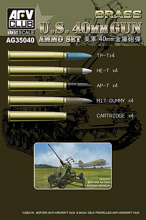 AFVClub Bofors 40mm Ammo Brass Plastic Model Weapon Kit 1-35 Scale #ag35040
