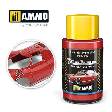 AM Cobra Motor- Phoenix Red Acrylic Lacquer Paint 30ml Bottle #314