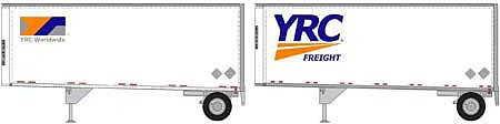 Athearn HO RTR 28' Trlrs/Dolly, YRC (2) #29044