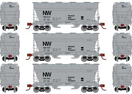 Athearn HO ACF 2970 Cvr Hopper, N&W (3) #93462