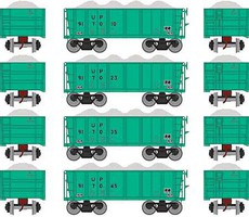 Athearn Union Pacific Ore Car HO Scale Model Train Freight Cars Sets