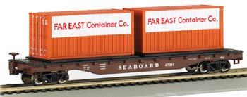 Bachmann Flatcar w/Container Load Seaboard N Scale Model Train Freight ...