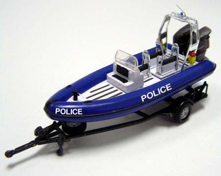 Boley Emergency - Speed Boat w/Trailer Police Department (blue) - HO ...
