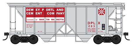 Bowser 70 ton 2-Bay Covered Hopper Dewey Portland Cement #212 HO Scale ...