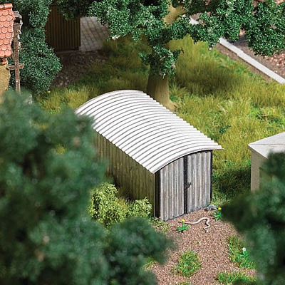 Busch Corrugated Metal Garage HO Scale Model Railroad Building Kit #1592