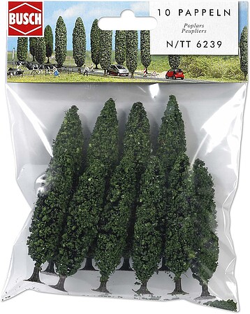 Busch Poplar trees 10/ - N-Scale (10) #6239