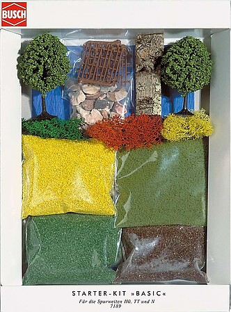 Busch Scenery Starter Kit HO Scale Model Railroad Scenery Supply #7189