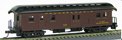 Con-Cor 1880s Wood Open-Platform Baggage-RPO Pennsylvania Railroad HO ...