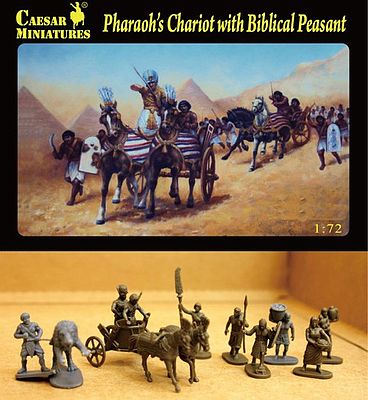 Caesar Pharaoh's Chariot with 2 Horses & Biblical Peasants