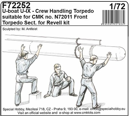 CMK 1/72 CMK U boot IXC ? Crew Handling Torpedo (3 fig.) Resin Figure ...