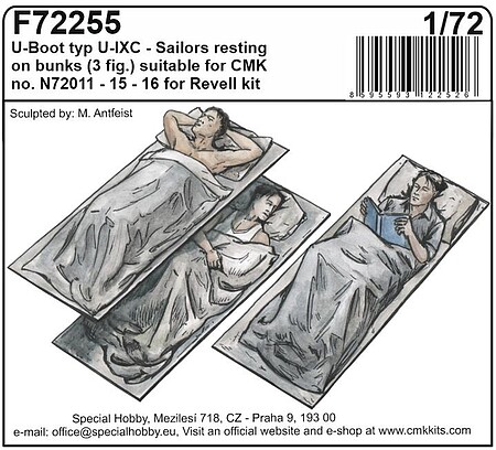 CMK 1/72 CMK U-Boot U-IXC ? Sailors resting on bunks (3 fi Resin Figure ...