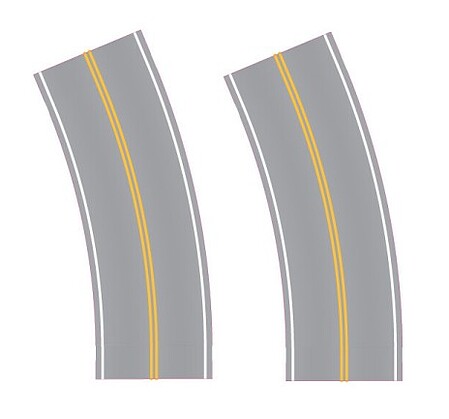CMR HO Easy Streets- Aged Asphalt Broad Curve No Passing Roadway (2 ...