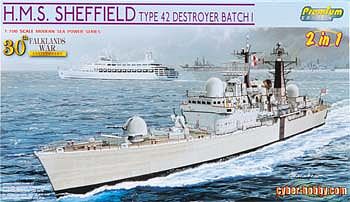 Cyber HMS Sheffield Type 42 Destroyer Batch Plastic Model Destroyer Kit ...