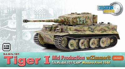 Dragon-Armor Tiger I Mid Production with Zimmerit Diecast Model Tank 1/ ...