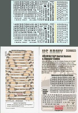 Echelon US 4ID M1A2 SEP Barrel Names & Bumper Codes Plastic Model Tank ...