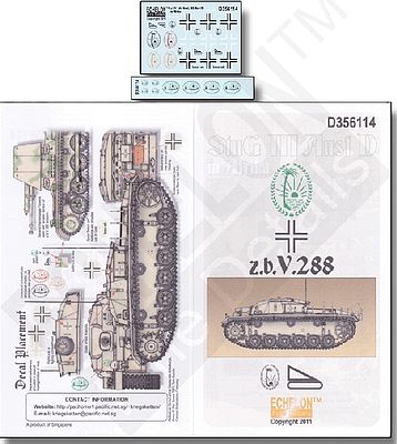 Echelon StuG III Ausf D Afrika Plastic Model Tank Decal 1/35 Scale #356114