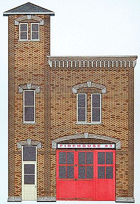 GCLaser Firehouse #3 Backdrop Kit HO Scale Model Building #19024