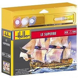 Heller Le Superbe 3-Masted Sailing Ship Plastic Model Military Ship Kit ...