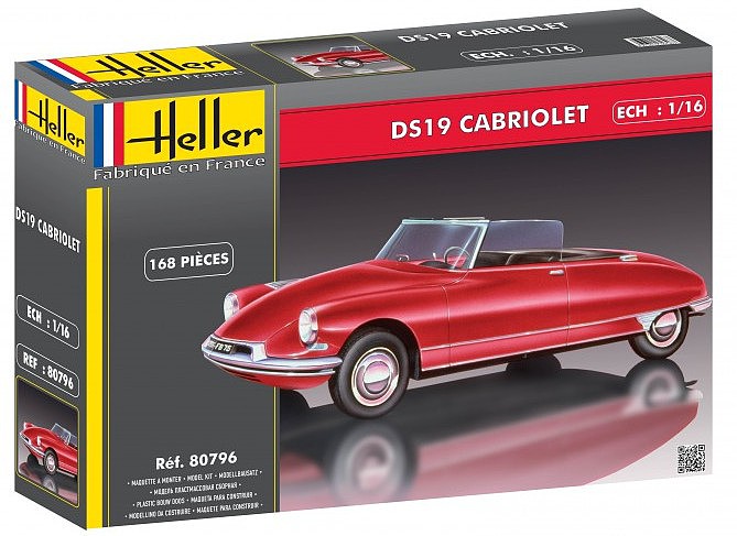 Heller DS19 Convertible Car Plastic Model Car Kit 1/16 Scale #80796