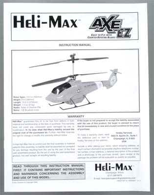 Heli-max Instruction Manual Axe EZ