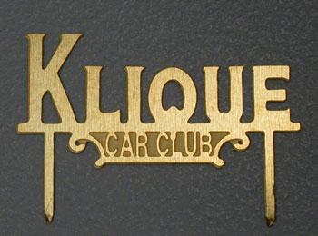 Hoppin-Hydro Brass Etched Window Plaque Klique Car Club #1096