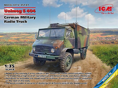 ICM Unimog S404 Radio Truck Plastic Model Military Vehicle Kit 1/35 ...