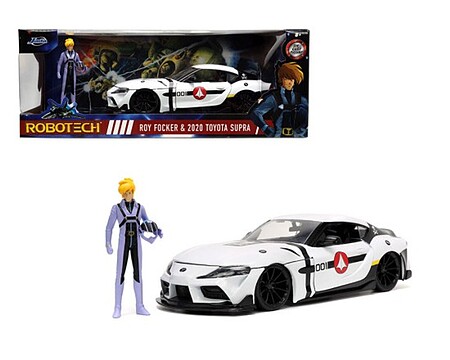 Jada-Toys 1/24 Robotech 2020 Toyota Supra Car w/Roy Focker Figure