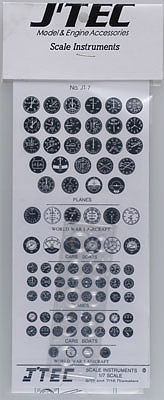 J-Tec 1/7 Instrument Panel Transfer Decal Sheet B/W #jt-7