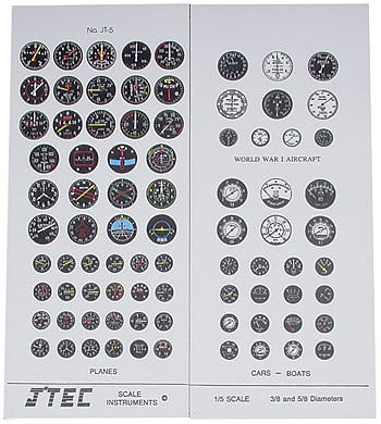 J-Tec 1/5 Instrument Panel Transfer Decal Sheet Color #jt5c
