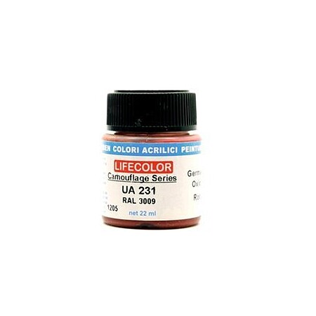Lifecolor German Oxide Red RAL3009 Matte Finish (22ml Bottle) Hobby and ...