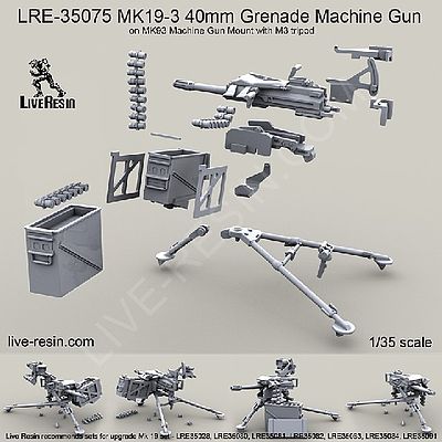 Live-Resin 1/35 Mk 19-3 40mm Grenade Machine Gun on Mk 93 Mount w/M3 ...