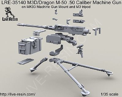 Live-Resin 1/35 M3D/Dragon M50 .50cal Machine Gun on M3 Tripod #35140