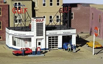 Micro-Structures GULF GAS STATION N Scale Model Railroad Building #160930
