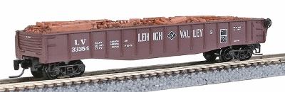 Micro-Trains 50' Gondola w/Fishbelly Sides, Drop Ends, Scrap Iron Load Lehigh Valley #33354 ...