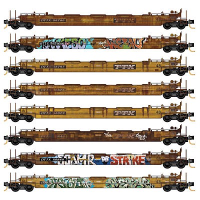 Micro-Trains 70' Husky-Stack Well Car with 48' Well 8-Pack - Ready to ...