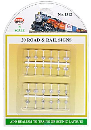 Model-Power Road & Rail Signs pkg(12) - N-Scale #1312
