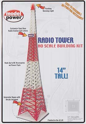 Model-Power HO Radio Tower w/Lights & Generator Room Kit