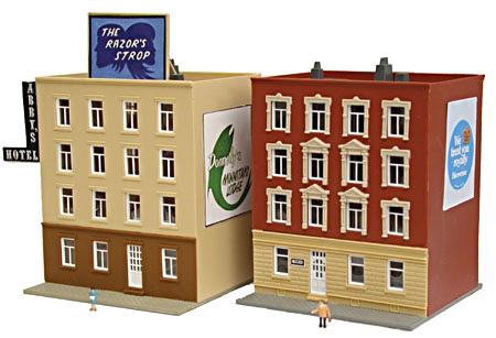 Model-Power Deluxe Built Up Buildings Lighted w/2 Figures 2-Buildings ...