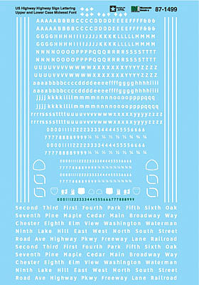 Microscale US Highway Sign Lettering Decal Set White N Scale Model ...