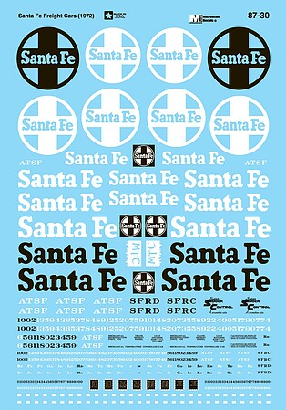 Microscale ATSF Freight Car markings 1972