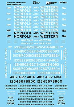 Microscale N&W Diesel Locomotive markings