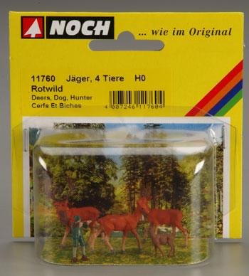 Noch Animals Deer & Hunter w/Dog - HO-Scale #11760