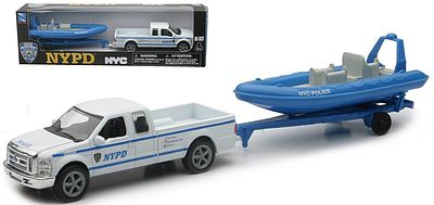 New-Ray NYPD Ford F150 Pickup Truck w/ Boat & Trailer (Die Cast ...