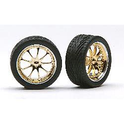 Pegasus Vantage 23'' Chrome & Gold Rims w/Tires (4) Plastic Model Tire ...