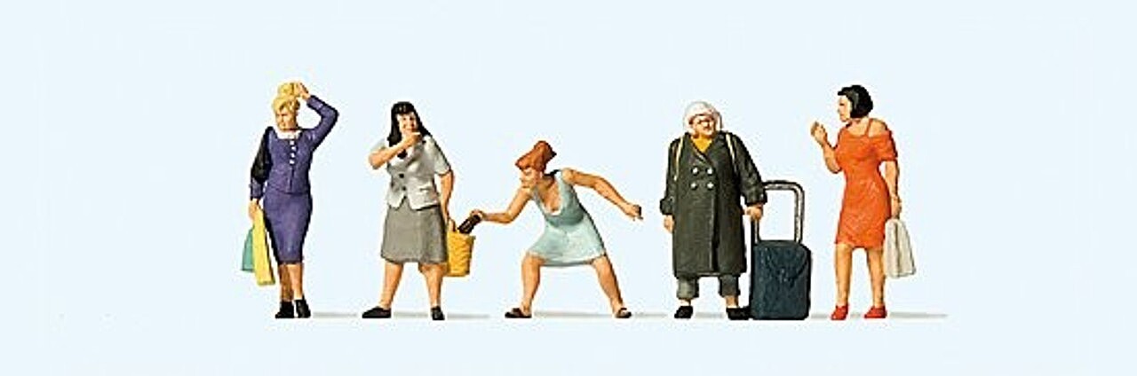 Preiser Women Shopping (5) Model Railroad Figures HO Scale #10665